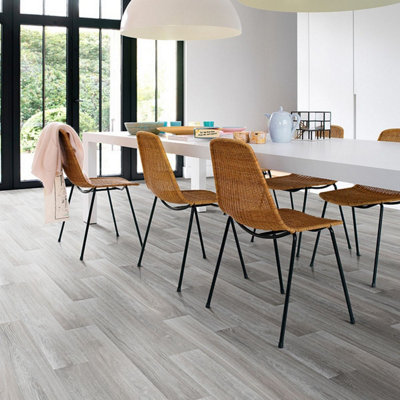 Evening Shore Grey 2.5mm Vinyl Flooring Wood Effect Plank For Domestic ...