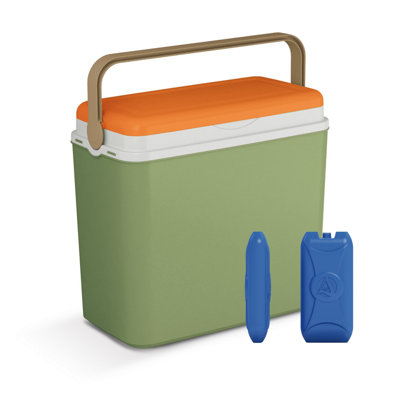 Ever Green - 24L Insulated Coloured Cooler Box With 2 Ice Packs