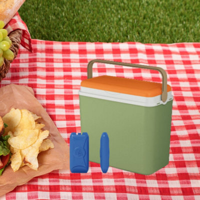 Ever Green - 24L Insulated Coloured Cooler Box With 2 Ice Packs