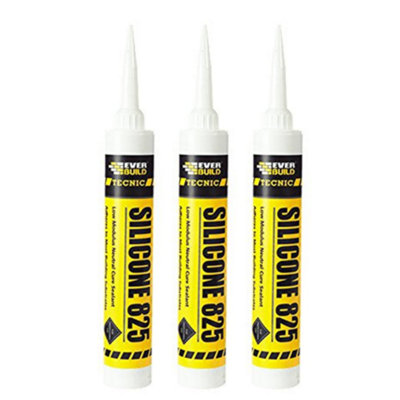 Everbuild 825 Low Modulus Neutral Cure Sealant White - 380ml (Pack of 3 ...