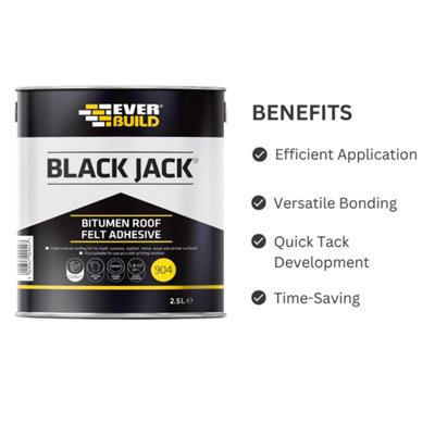 Everbuild 90402 Black Jack 904 Bitumen Roof Felt Adhesive 2.5 litre ...