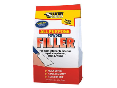Everbuild All Purpose Powder Filler 5Kg for Indoor and Outdoor Repairs