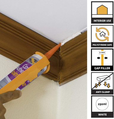 Everbuild COVE-EBD Coving Adhesive and Joint Filler, White, 290 ml ...