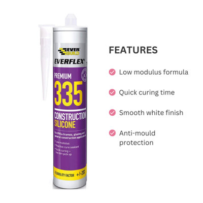 Everbuild Everflex 335 Construction Silicone Sealant White 295ml - Pack ...