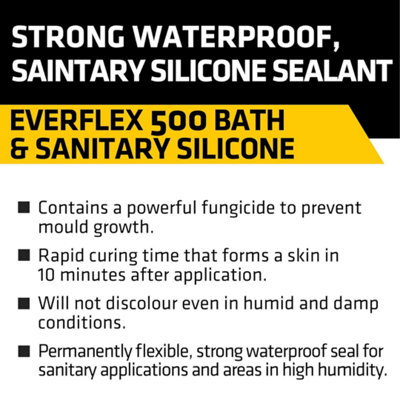 Everbuild Everflex 500 Bath and Sanitary Silicone Silicone Sealant, Manhattan Grey, 295 ml