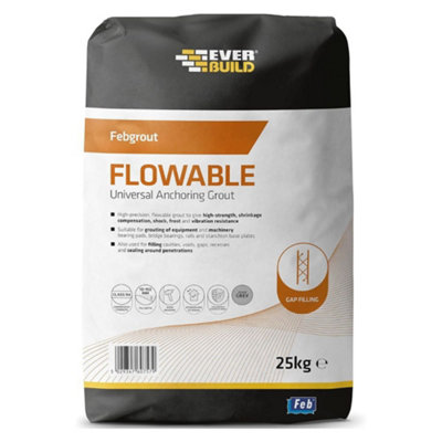 Everbuild Febgrout Flowable Structural Anchoring Grout - Grey, 25kg ...