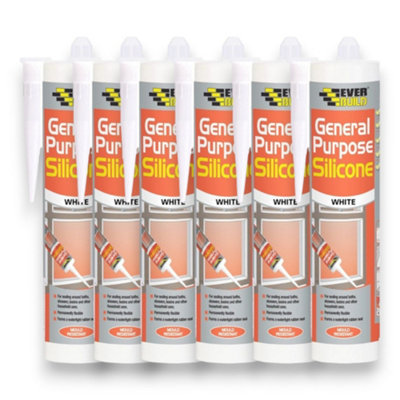 Everbuild General Purpose Silicone 280ml Pack of 6 (White) | DIY at B&Q