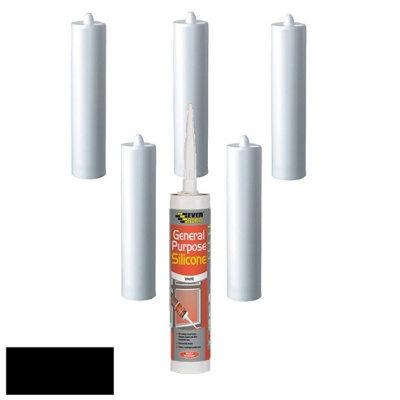 Everbuild General Purpose Silicone Black C3 Size Pack of 6 | DIY at B&Q