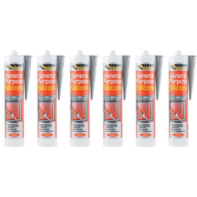 Everbuild General Purpose Silicone Sealant Grey 280ml (Pack Of 6) | DIY ...