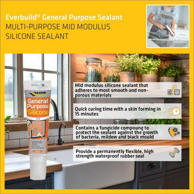 Everbuild General Purpose Silicone Waterproof Sealant White 80ml
