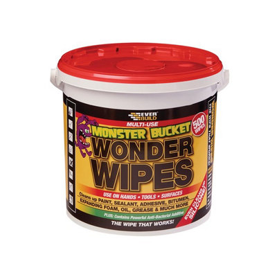 Everbuild Monster Size Bucket of 500 Wonder Wipes Resealable Tub MONSTERW