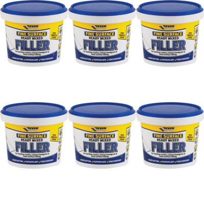 Everbuild Ready Mixed Fine Surface Filler, White, 600 g (Pack of 6 ...