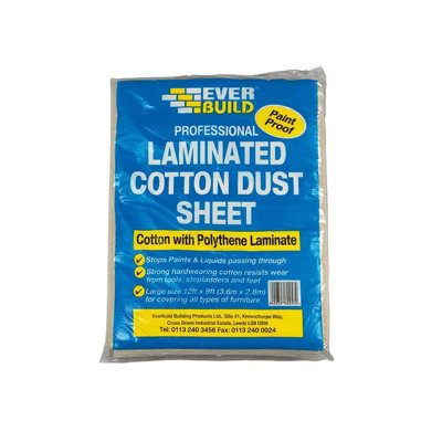 EVERBUILD SIKA LAMINATED COTTON DUST SHEET 3.6 X 2.7M MULTI COLOUR (3.6 ...