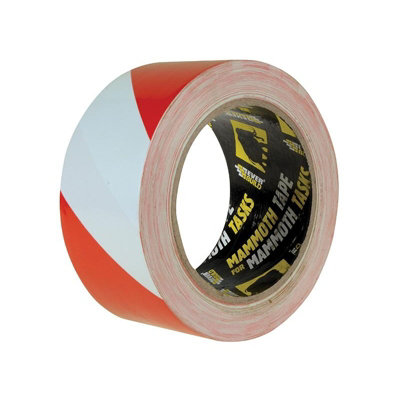 Everbuild Sika Pvc Hazard Tape Red / White (50mm x 33m)