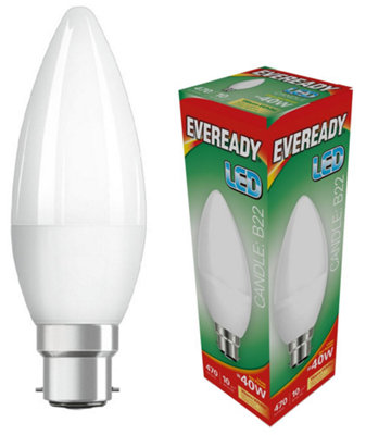 Eveready 4.9w BC 3000k Frosted LED Candle Bulb - Warm White | DIY at B&Q