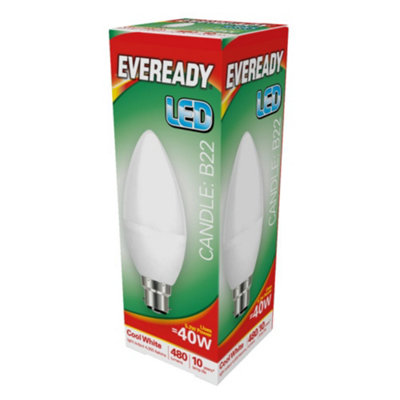 Eveready LED Candle Bulb - B22 - 5.2W - 40W Equivalent - Cool White ...