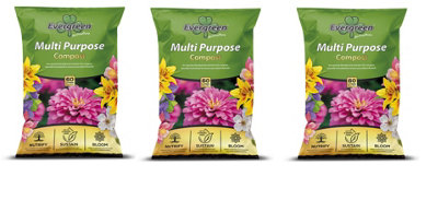 EVERGREEN HORTICULTURAL MULTIPURPOSE COMPOST 60L PACK OF 3