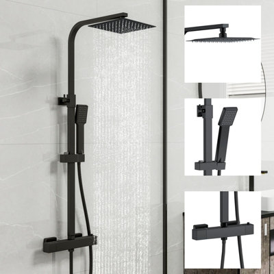 Evergrow Bathroom Brass Square Exposed Thermostatic Shower Set - Matte ...