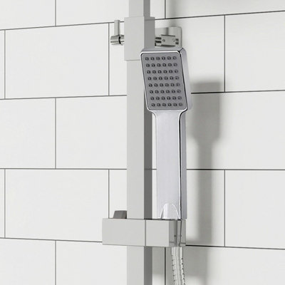 Evergrow Square Chrome Exposed Twin Head Thermostatic Mixer Shower