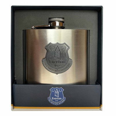 Everton FC Crest Stainless Steel Hip Flask Gold/Grey (One Size) | DIY ...
