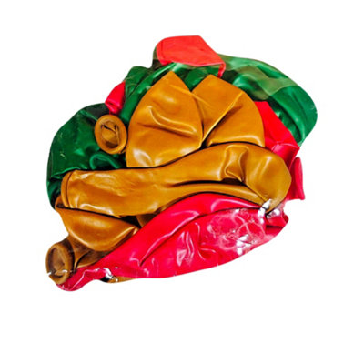 Everts Latex Metallic Balloon (Pack of 15) Green/Gold/Red (One Size)
