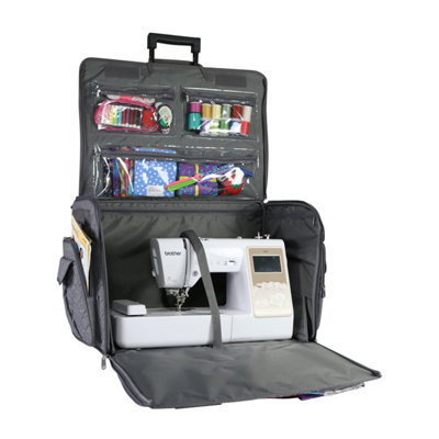 Everything Mary XXL Deluxe Rolling Sewing Machine Case, Grey Quilted