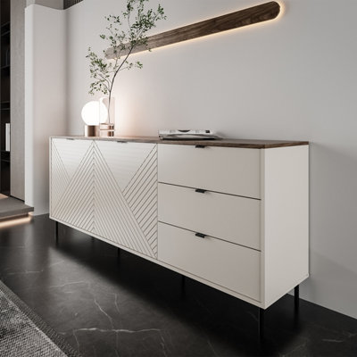 Evo 2 Door Wide Sideboard with Drawers Modern Textured Style