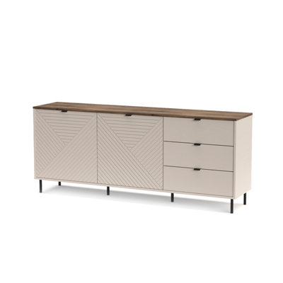 Evo 2 Door Wide Sideboard with Drawers Modern Textured Style