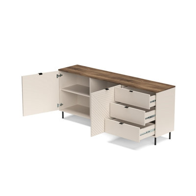 Evo 2 Door Wide Sideboard with Drawers Modern Textured Style