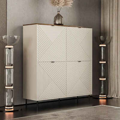 Evo Modern Style 4 Door Sideboard with Textured Effect
