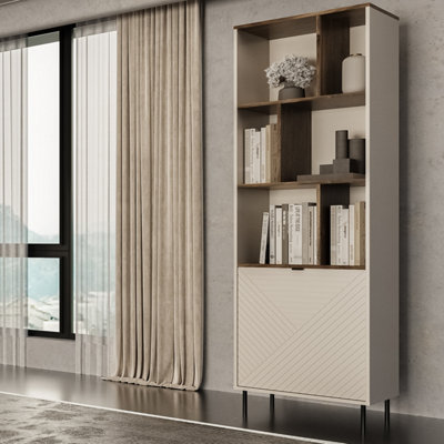 Evo Open Bookcase with Modern Textured Door