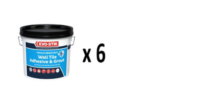Evo-Stik Mould Resist Wall Tile Adhesive & Grout White 1L Pack of 6
