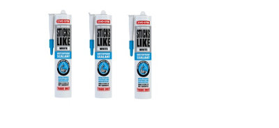 Evo-Stik Sticks Like Waterproof Sealant 290ml White Pack of 3