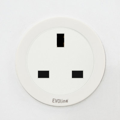 EVOline One in White, 1 UK Socket, Worktop Socket