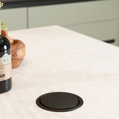 EVOline Port in Black, 3 UK Sockets, Pop Up Socket