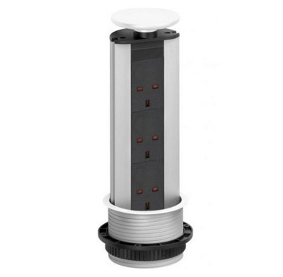 EVOline Port in White, 3 UK Sockets, Pop Up Socket