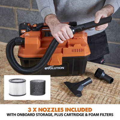 Evolution Cordless R11VAC-Li Wet And Dry Workshop Vacuum 18v Li-Ion EXT ...