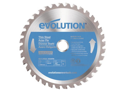 Evolution EVOBLADE Thin Steel Cutting Circular Saw Blade 180 x 20mm x 36T