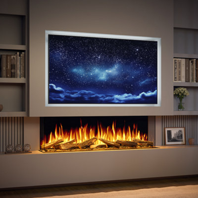 Evolution Fires Advance 1300 Media Wall Electric Fire, 3-Sided Glass ...