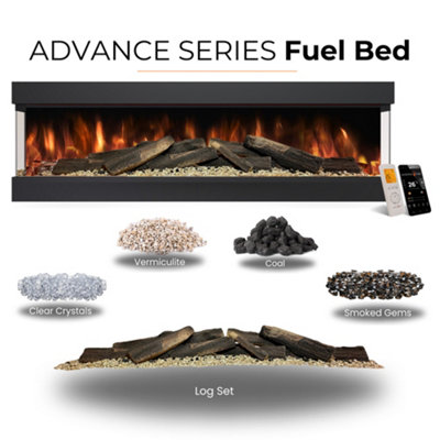 Evolution Fires Advance 1300 Media Wall Electric Fire, 3-Sided Glass ...