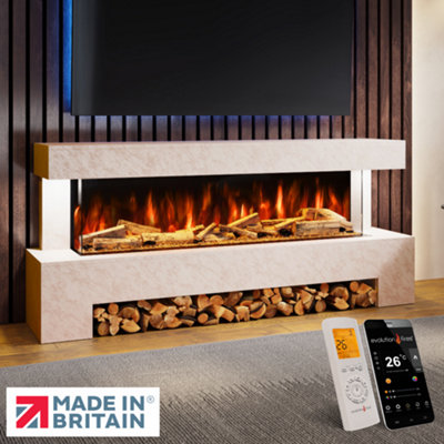 Evolution Fires Angelo 77 Inch Fireplace Suite Pearl Stone Finish ...