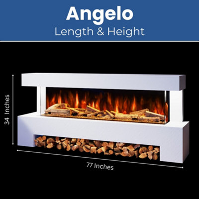 Evolution Fires Angelo Electric Fireplace Suite 1500mm 3 Sided LED Fire ...
