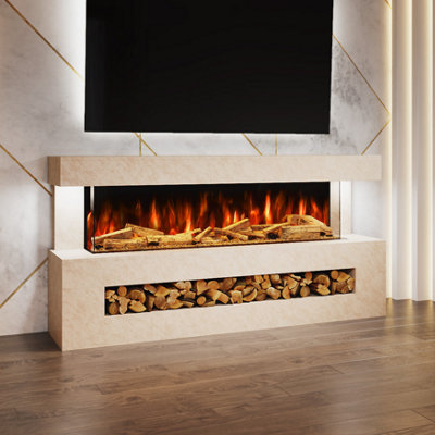 Evolution Fires Davinci 76 Inch Fireplace Suite Pearl Finish, Includes ...