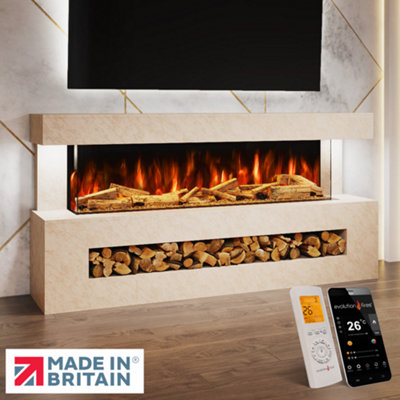 Evolution Fires DaVinci Electric Fireplace Suite 1500mm 3 Sided LED ...