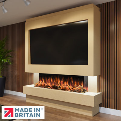 Evolution Fires Pre-Built Media Wall Package 10, 1300mm Advance 3-Sided ...