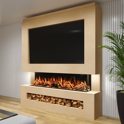 Evolution Fires Pre-Built Media Wall Package 11, 1500mm Advance 3-Sided ...