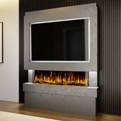 EVOLUTION FIRES PRE-BUILT MEDIA WALL PACKAGE 5 WITH 44 INCH 3-SIDED ...
