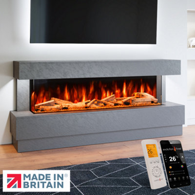 Evolution Fires Raphael 77 Inch Fireplace Suite, Grey Finish Includes ...