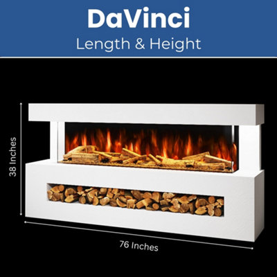 Evolution Fires Raphael 77 Inch Fireplace Suite, Grey Stone Finish ...