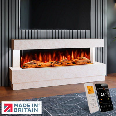 Evolution Fires Raphael 77 Inch Fireplace Suite, Pearl Stone Finish ...